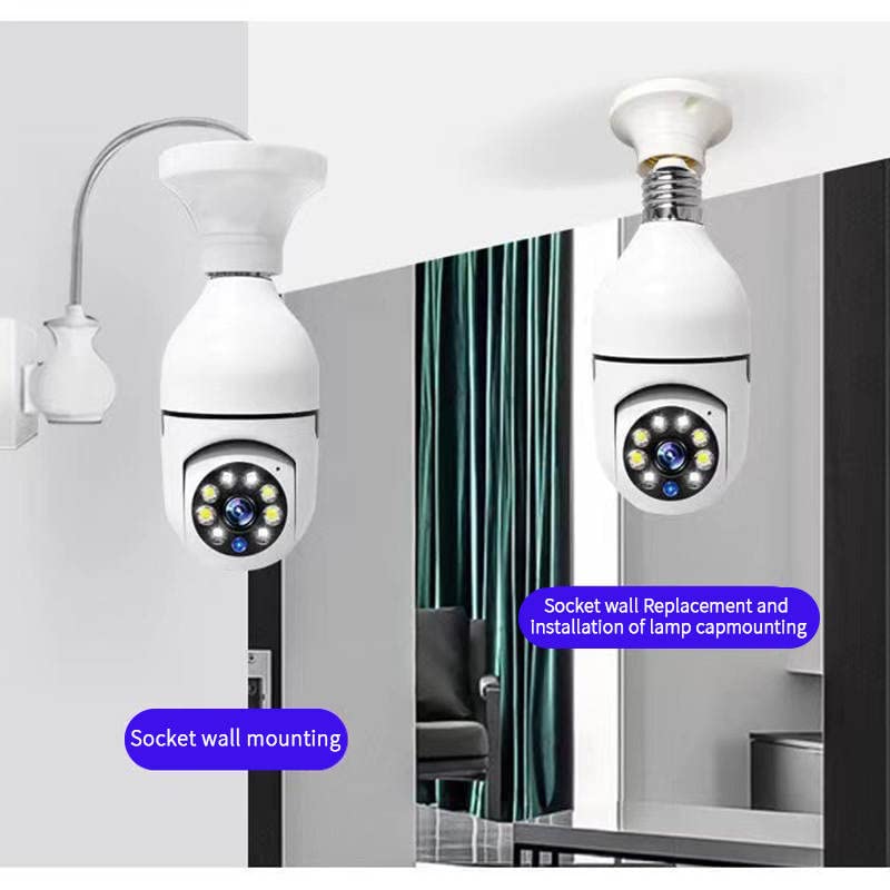 Set of Two Dibidup 360 Degree Security Cameras, 2.4G WiFi Light Bulb Camera, 1080p Home Security Surveillance Camera, Motion Detection, Two-Way Audio