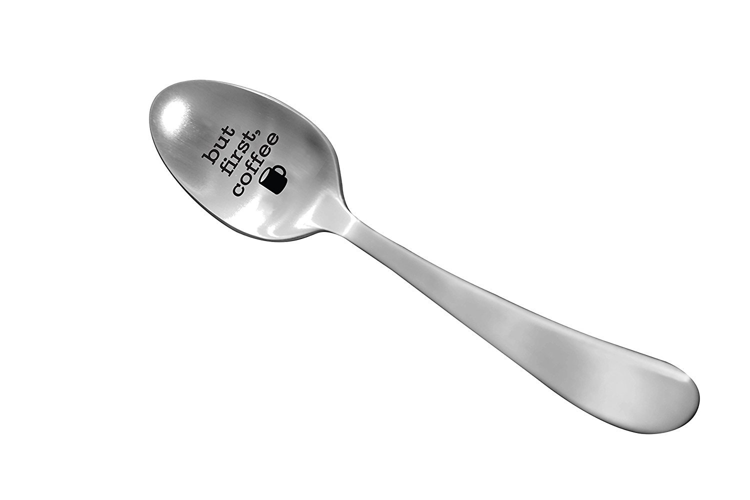 Laser Engraved"But First, Coffee" Stainless Steel Spoon - Coffee Lovers Gifts - Funny Cereal and Coffee Mug Gifts
