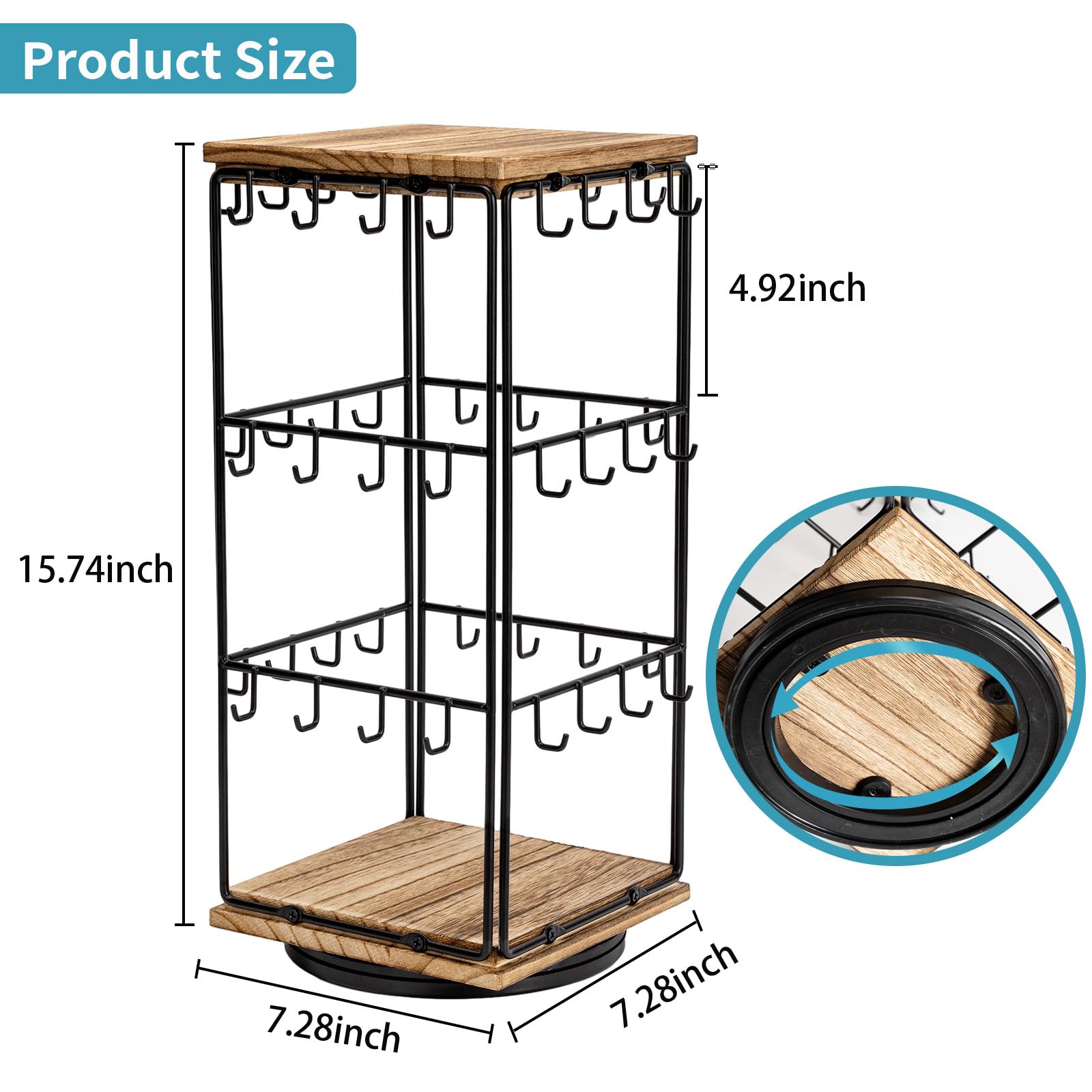 Yoimori 360 Rotating Earring Display Stands for Selling, Earring Rack Display Holder Stand, Jewelry Display for Vendors Selling Earring Cards, Necklaces, Bracelets, Hair Accessories (48 Hooks)