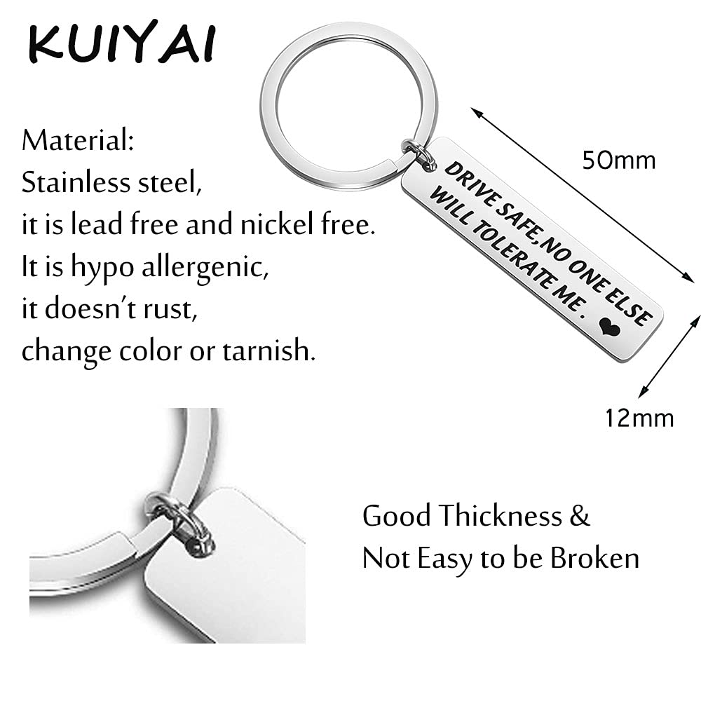 KUIYAI Drive Safe Gift New Driver Gift Drive Safe No One Else Will Tolerate Me Keychain Be Safe Gift Trucker Gift Gift for Dad Husband Friends (drive tolerateK)