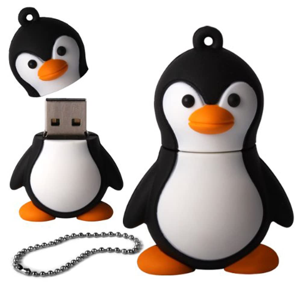 Rheross 32GB Novelty Cute Baby Penguin USB 2.0 Flash Drive Data Memory Stick Device - Black and White