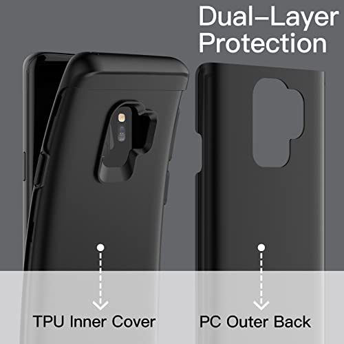 JETech Heavy Shockproof Case for Samsung Galaxy S9, Dual Layer Rugged Protective Phone Cover with Shock-Absorption (Black)