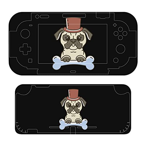 Pug Gentlemen Dog Bones Decal Stickers Cover Set Full Wrap Skin for Switch Protection Faceplate Sticker for Switch
