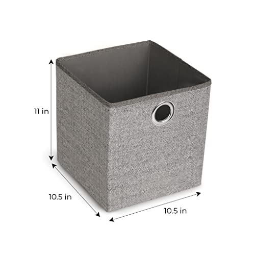 Smart Design Cube Organizer - Riveted Reinforced Handles - Heavy Duty Twill Polycotton Fabric - Storage, Arts, Crafts, Accessories, Plushies, Toys - Home Organization (10.5 x 11 Inch) (Gray) 6 Pack