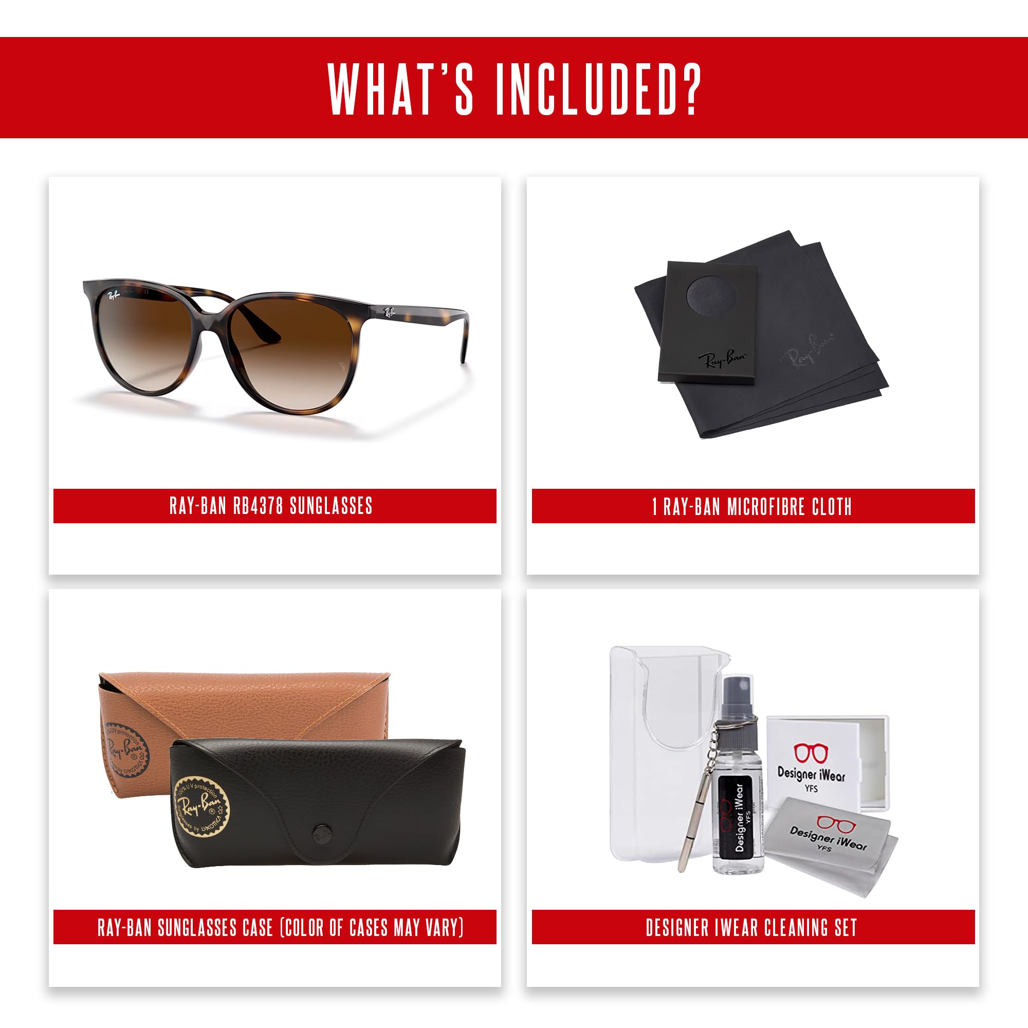 Ray-Ban RB4378 710/13 54MM Havana/Brown Gradient Square Sunglasses for Women + BUNDLE With Designer iWear Complimentary Eyewear Kit
