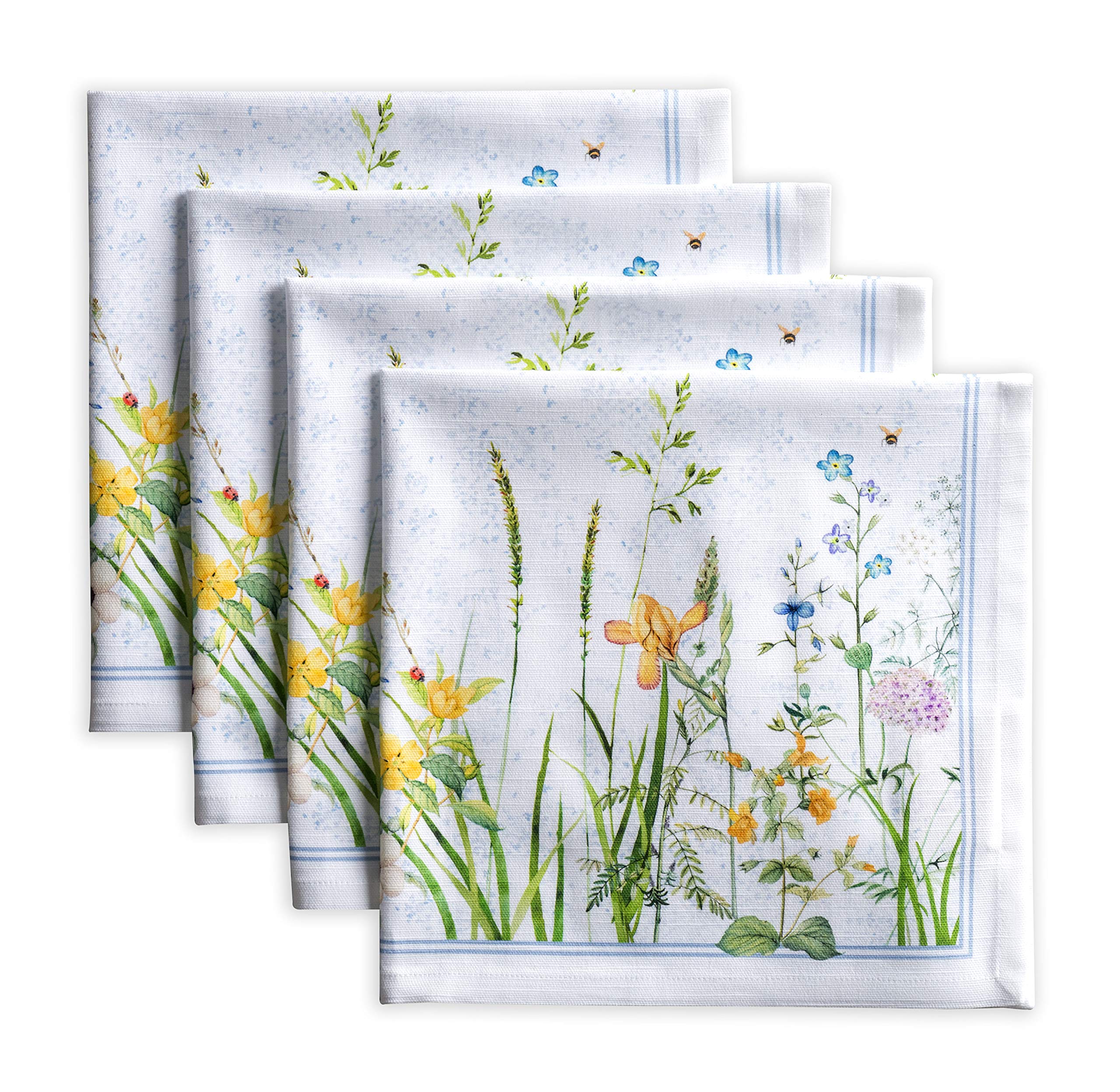 Maison d' Hermine Napkin 100% Cotton 20Inch x 20Inch Set of 4 Decorative Washable Cloth Napkins Table Napkin, Dining, Kitchen, Parties & Camping, Fleurs De Mai - Spring/Summer