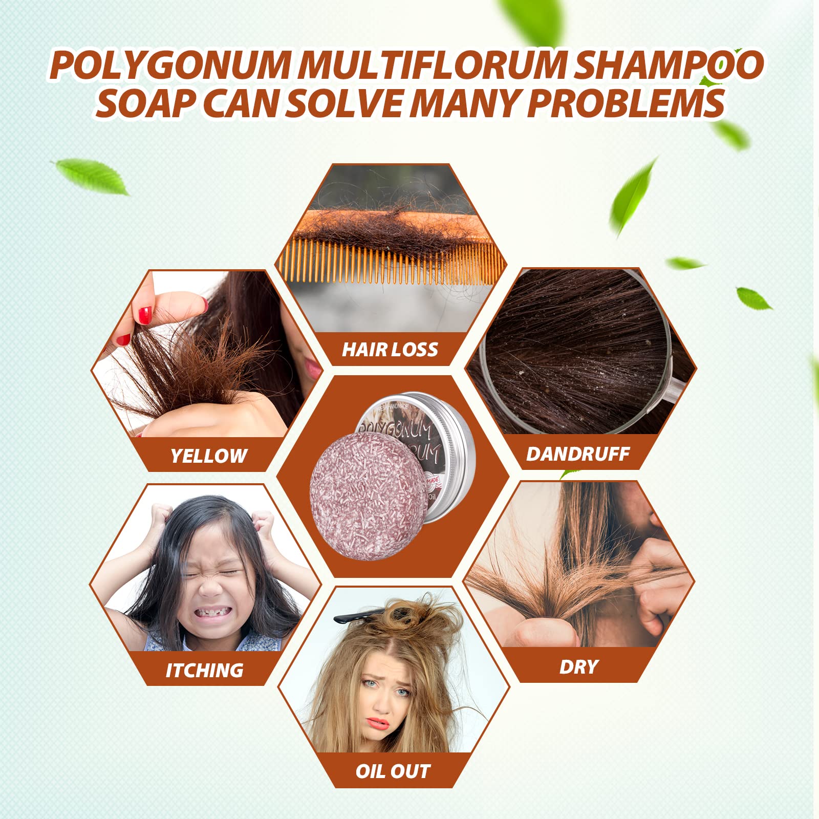 Pigdun He Shou Wu Extract Shampoo Bar (2 Pcs) - Hair Growth Promoter, Deep Cleanser for Scalp and Hair