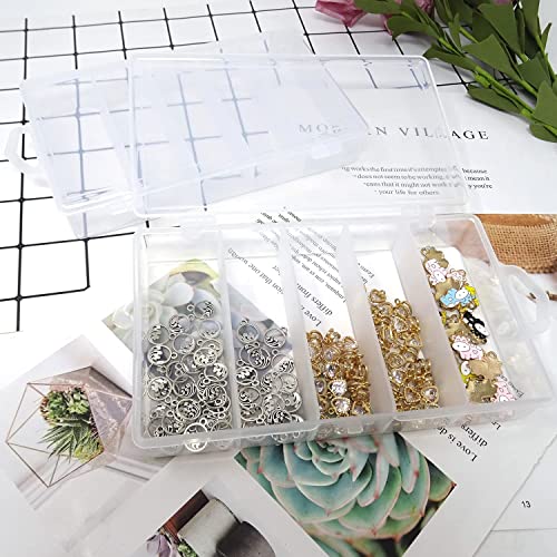 Honbay Clear Visible Plastic Fishing Tackle Accessory Box Fishing Lure Bait Hooks Storage Box Case Container Jewelry Making Findings Organizer Box Storage Container Case (M:7"x4.3"x1.2")
