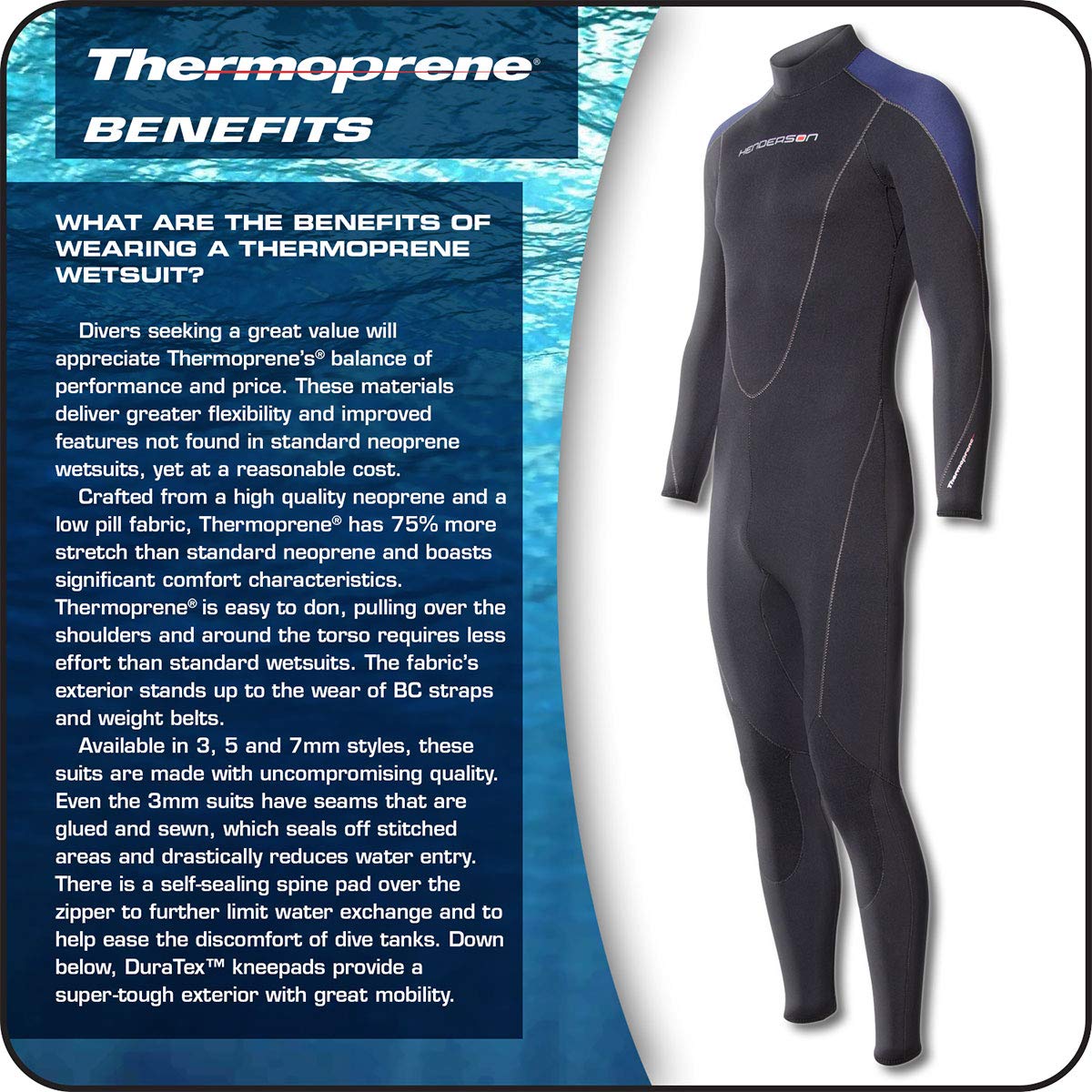 Henderson Thermoprene 5mm Men's Jumpsuit (Back Zip) - Black/Blue - X-Large Short