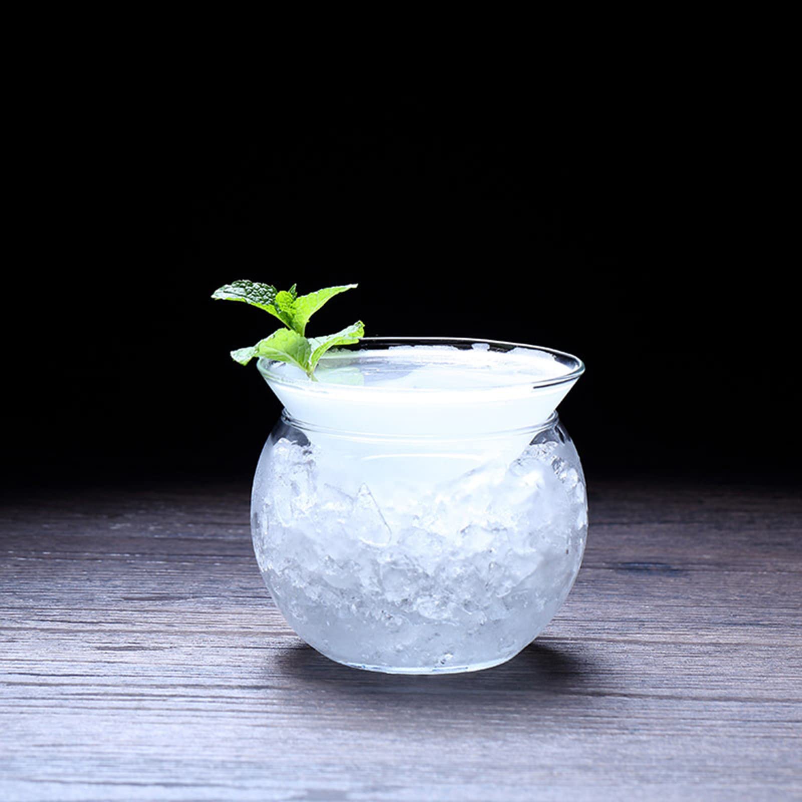 MISNODE 5OZ Stemless Martini Glasses with Chiller Set of 2, Glass Caviar Chiller Server Set with Server Bowl, Cocktail Glass with Ice Holder for Martini Wine Liquor Cocktails Margarita