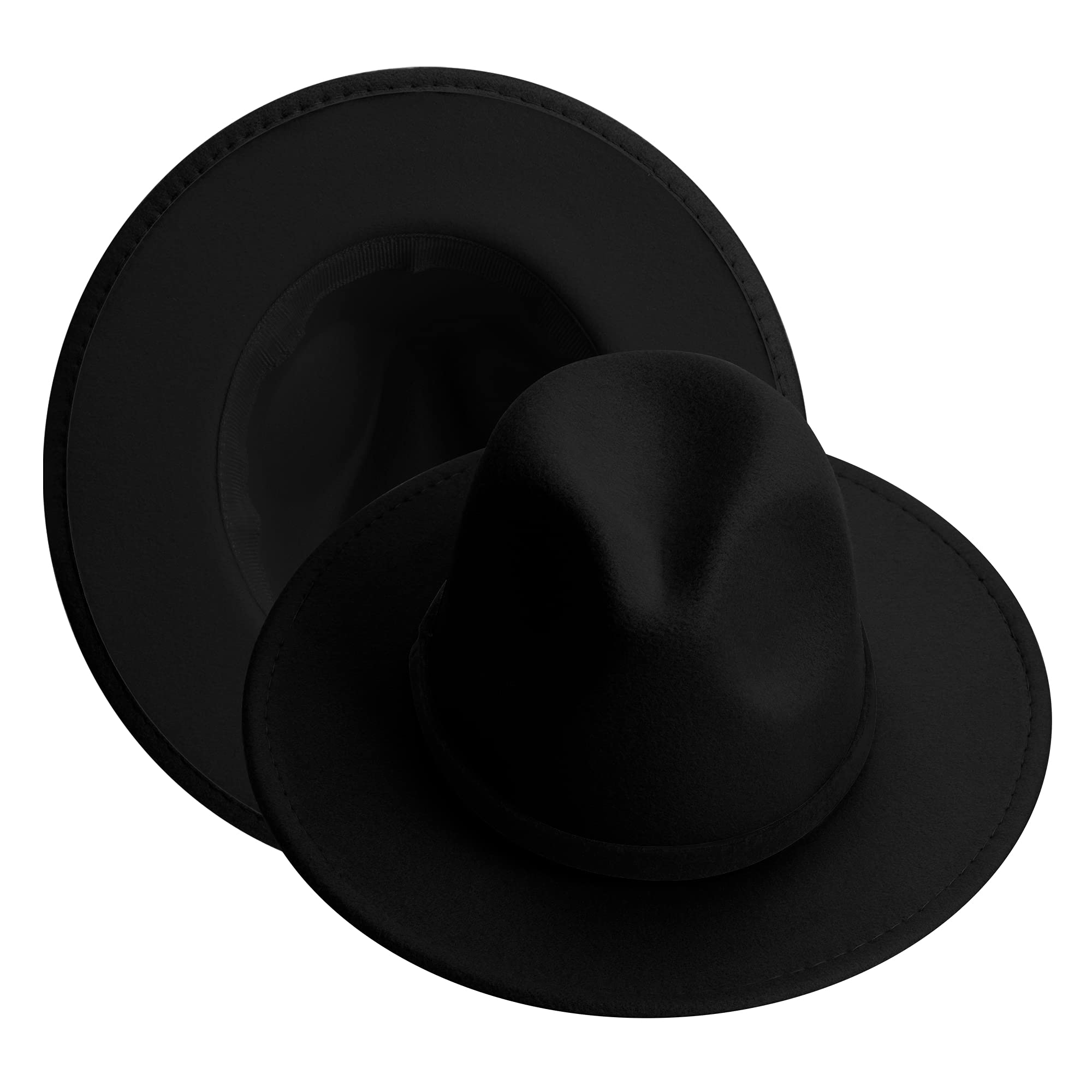 KUJUHA Women Men Wide Brim Fedora Hat