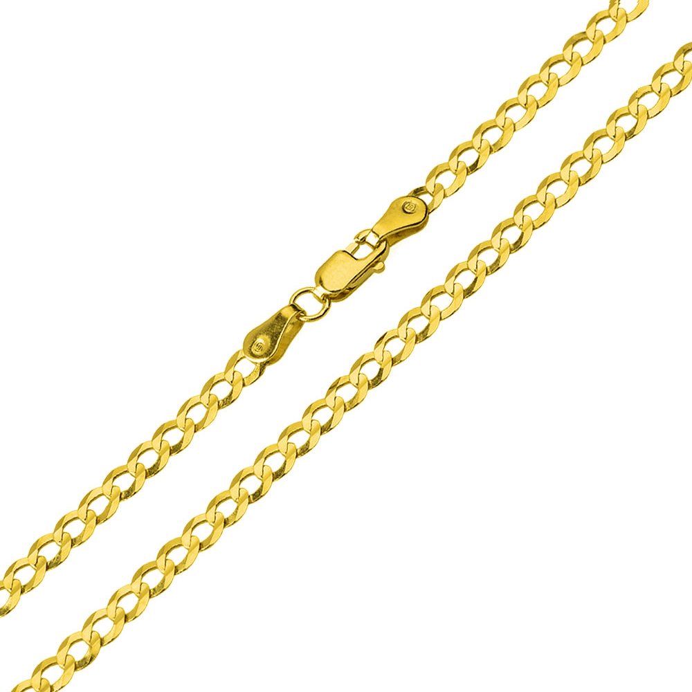 Jewelry America Solid 14k Yellow Gold Trinity Knot Celtic Cross Pendant with Cuban Chain Necklace, 24"