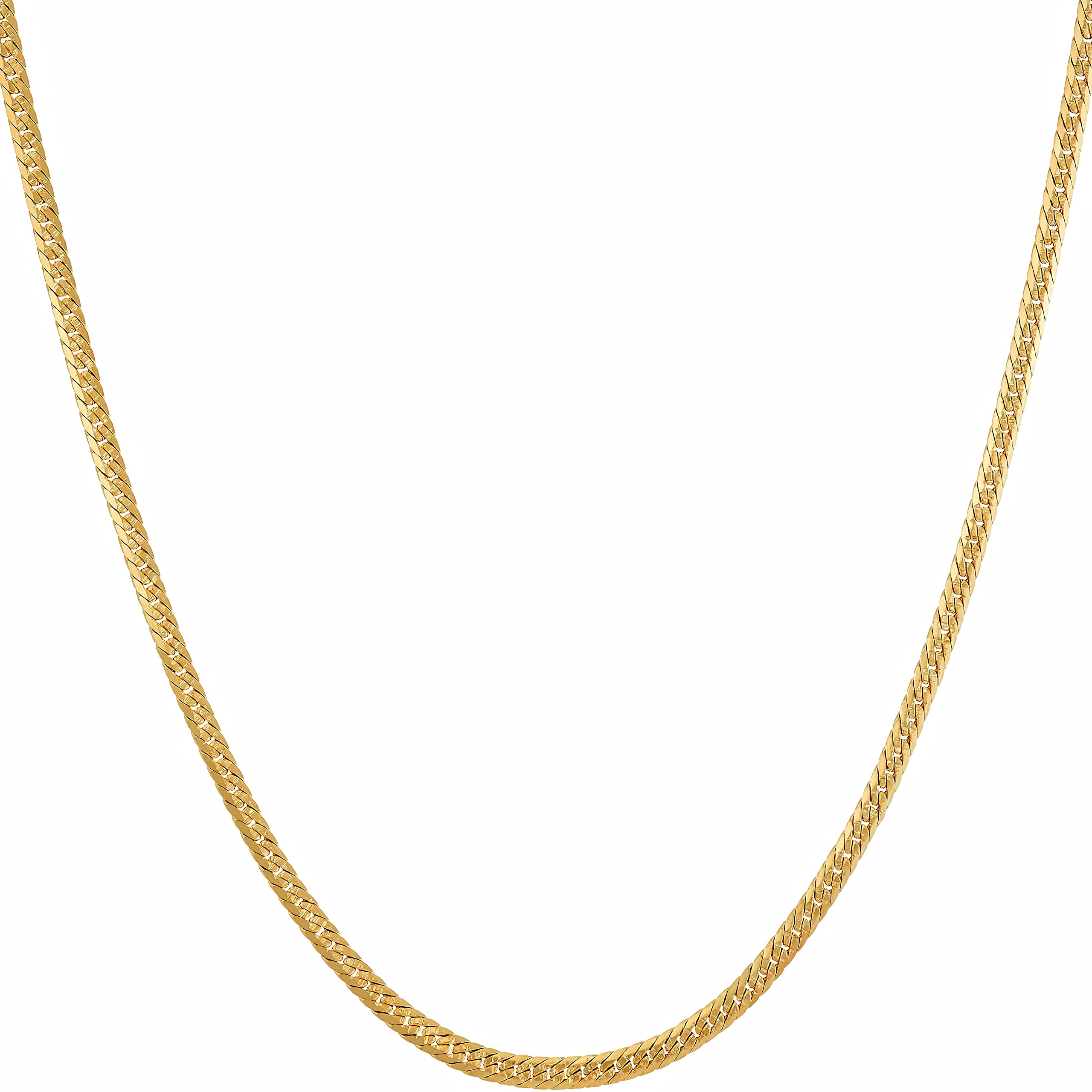 LIFETIME JEWELRY Crushed Herringbone Chain Necklaces for Women and Men 24k Gold Plated (20 inches, 2mm, Gold)