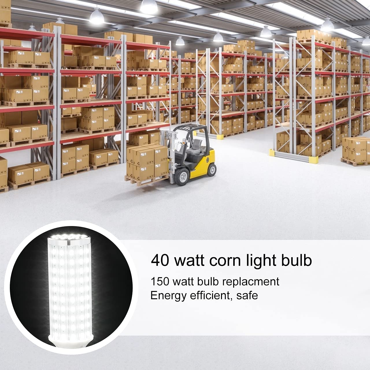 HengBo 40W LED Corn Light Bulb, 150W Equivalent E26 Medium Screw Base 6500K Daylight Non-Dimmable LED Studio Light Bulb Lamp for Garage Warehouse Factory Photography Video Studio Lighting