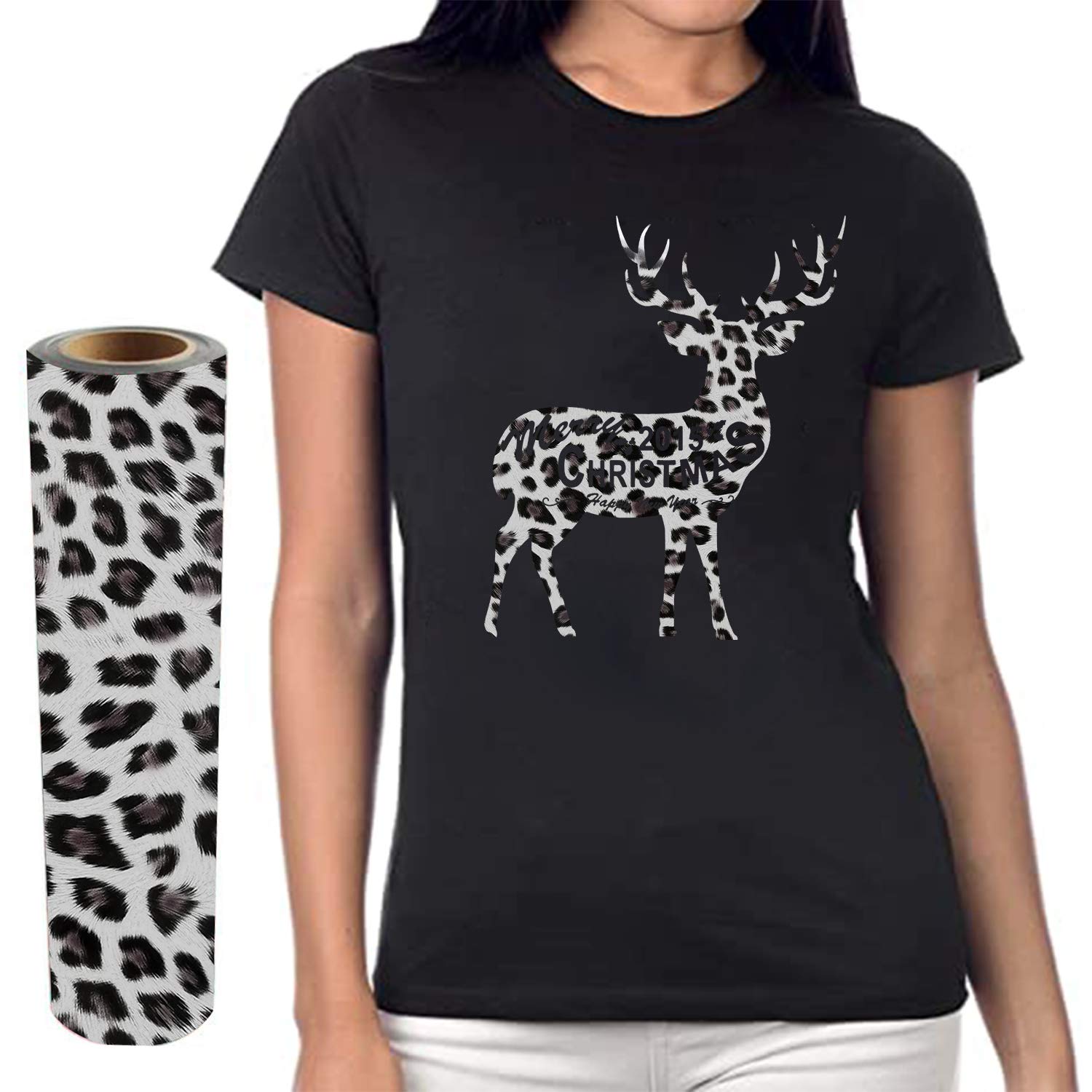 KINGSOW Pattern Heat Transfer Vinyl : 5 Pack 12x10 Inch Cheetah HTV Leopard Animal Print Buffalo Plaid Iron on Vinyl Bundle Sheets T-Shirts Craft Design for Cricut Silhouette Cutter Machine