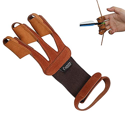 Huntingdoor Arm Guards Archery Leather Arm Protector Soft 3 Finger Archery Glove Black and Brown