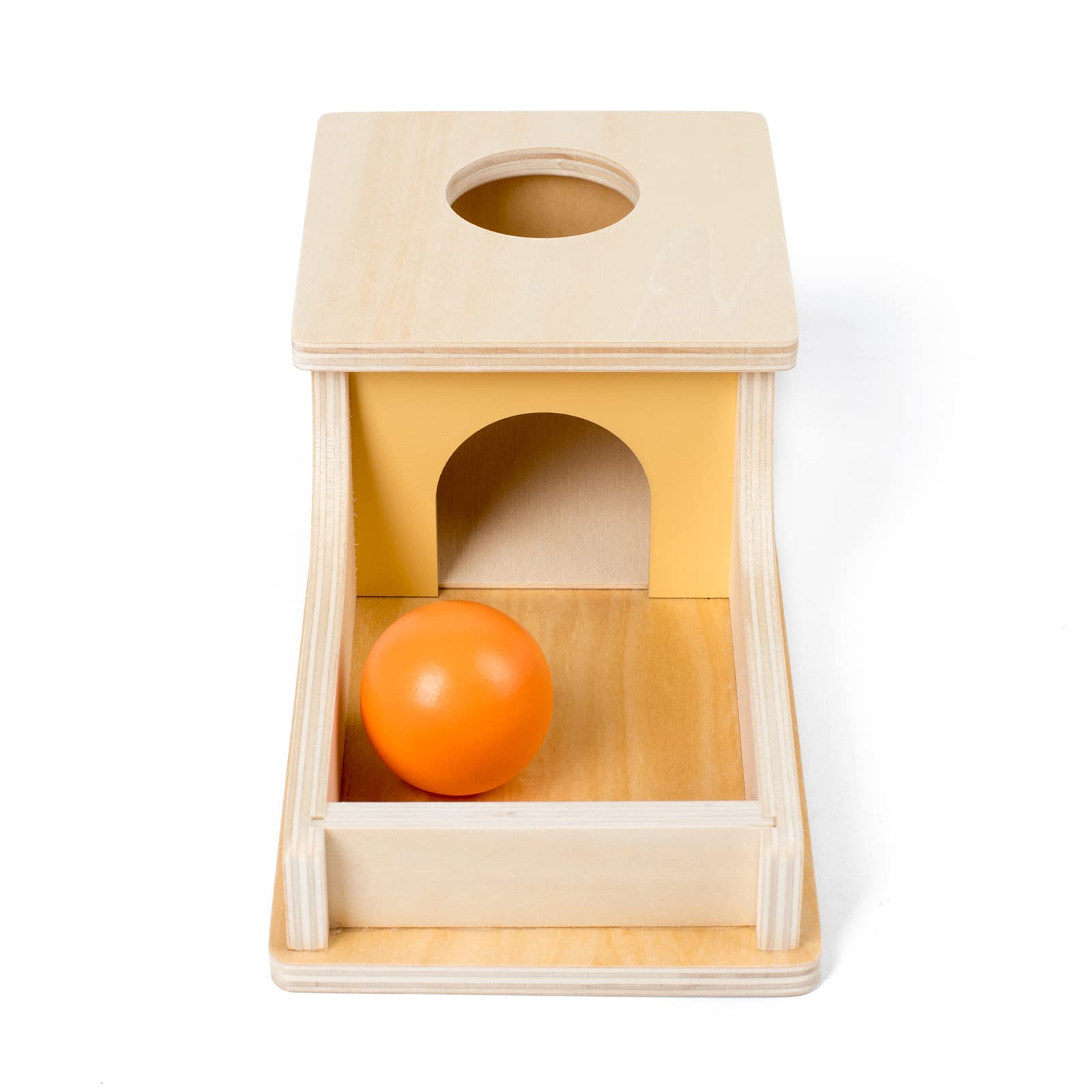 Montessori Object Permanence Box with Tray Wooden Color Ball Drop Play for 1 2 3 Year Old Toddlers Early Education