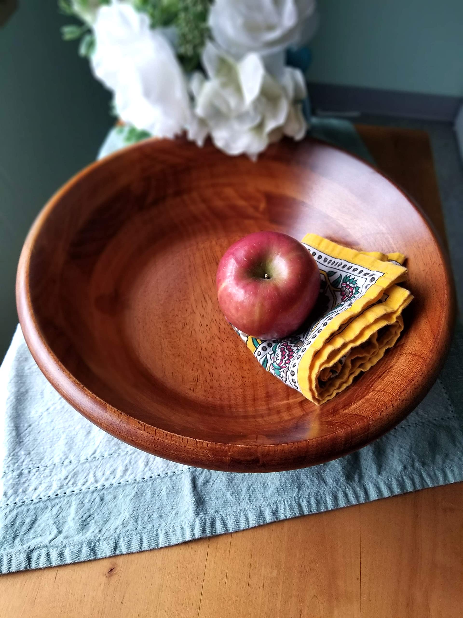 Lipper International Cherry Finished Round Rim Bowl for Salads or Fruit, 12" Diameter x 4" Height, Single Bowl