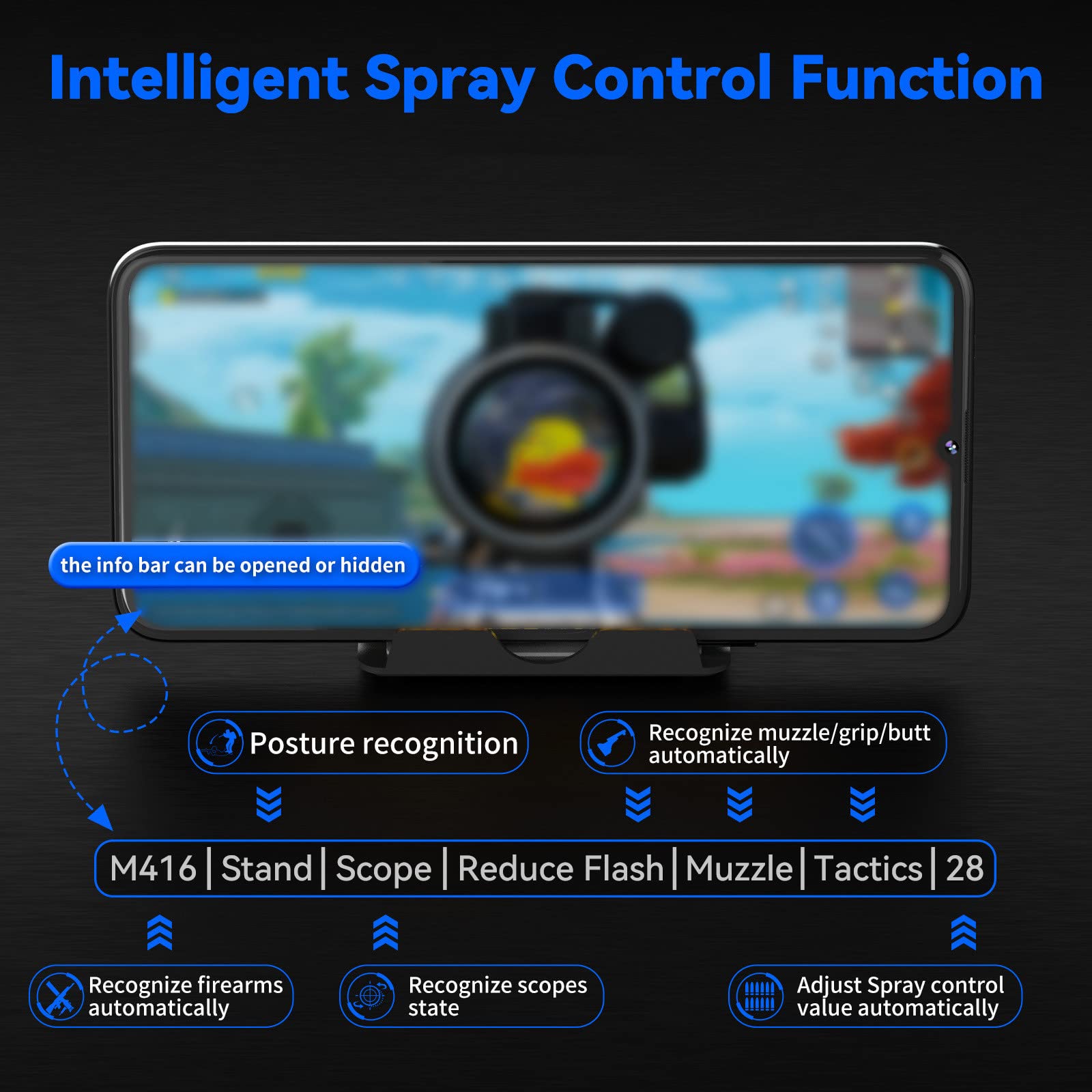 One Hand RGB Gaming Keyboard and Backlit Mouse Combo, Wireless Bluetooth Converter Adapter for Gaming, 39 Keys Mobile Game Controller, Support Wrist Rest Gaming Keyboard Set for SmartphoneTablet