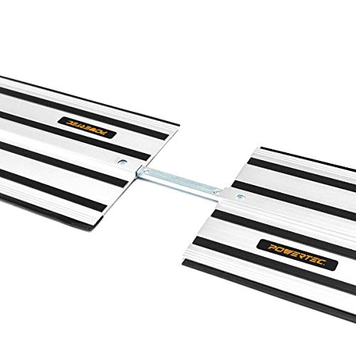 POWERTEC 71505 110β Guide Rail Joining Set for DeWalt Track Saws | Includes 2x55" Aluminum Extruded Guided Rails and (1) Guide Rail Connector for Woodworking Projects