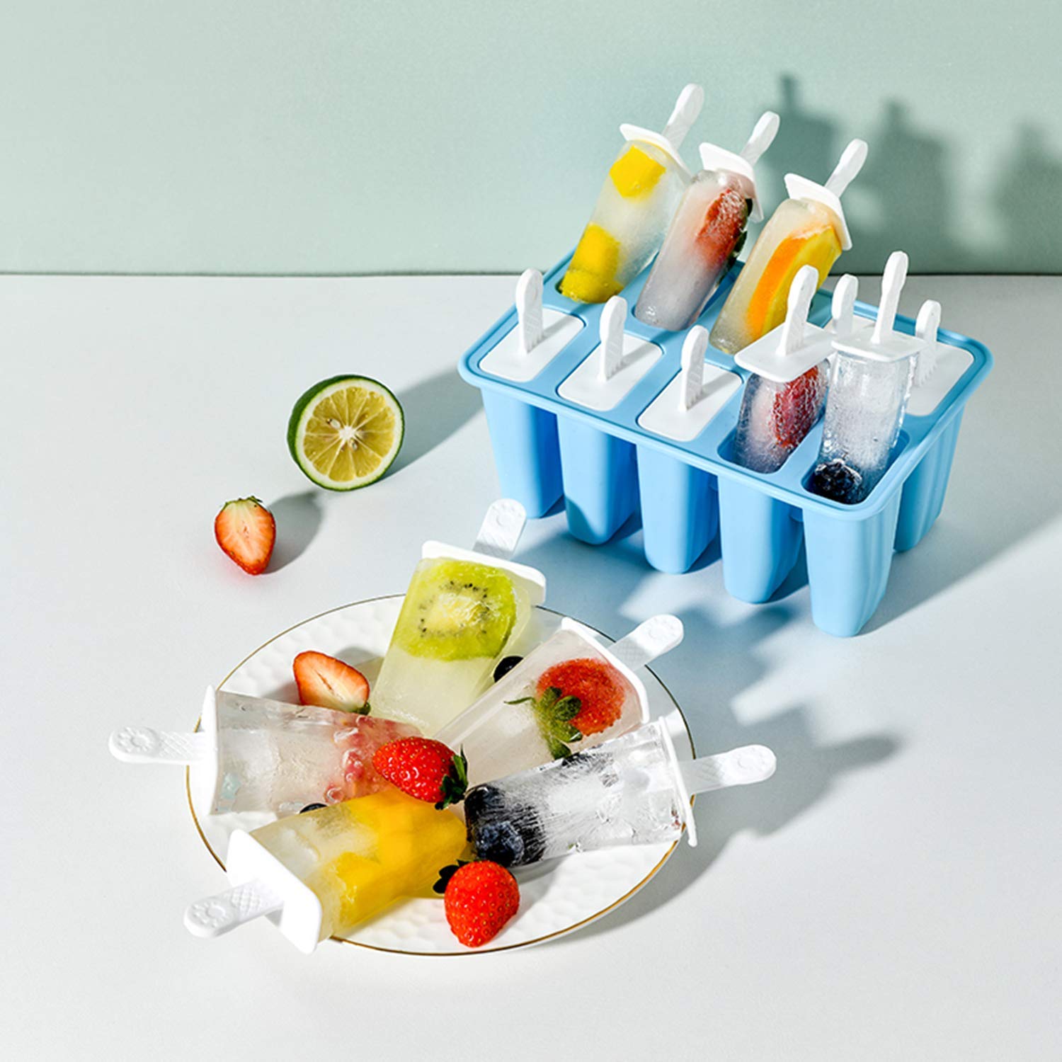 Popsicle molds,10 Pieces Popsicle Molds Silicone BPA Free Ice Pop Easy Release Popsicle Molds,15 sticks Ice Pop Easy Release,Ice Molds