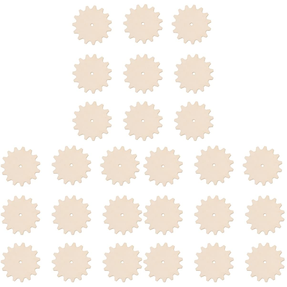 Homoyoyo 30 Pcs DIY Wood Craft Wood Cutouts Wooden Chips Wood Embellishment Unfinished Wood Ornaments Wooden Steampunk Gears Wood Slice Wood Circles for Crafts Wood Grain Wood Crafts Bamboo
