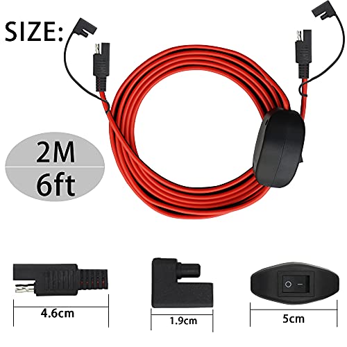 PNGKNYOCN SAE Polarity Revers Converter Cable with Switch 16AWG 2Pin SAE to SAE Wire Harness Quick Connect/Disconnect SAE Connector with Dust Cap(2M)