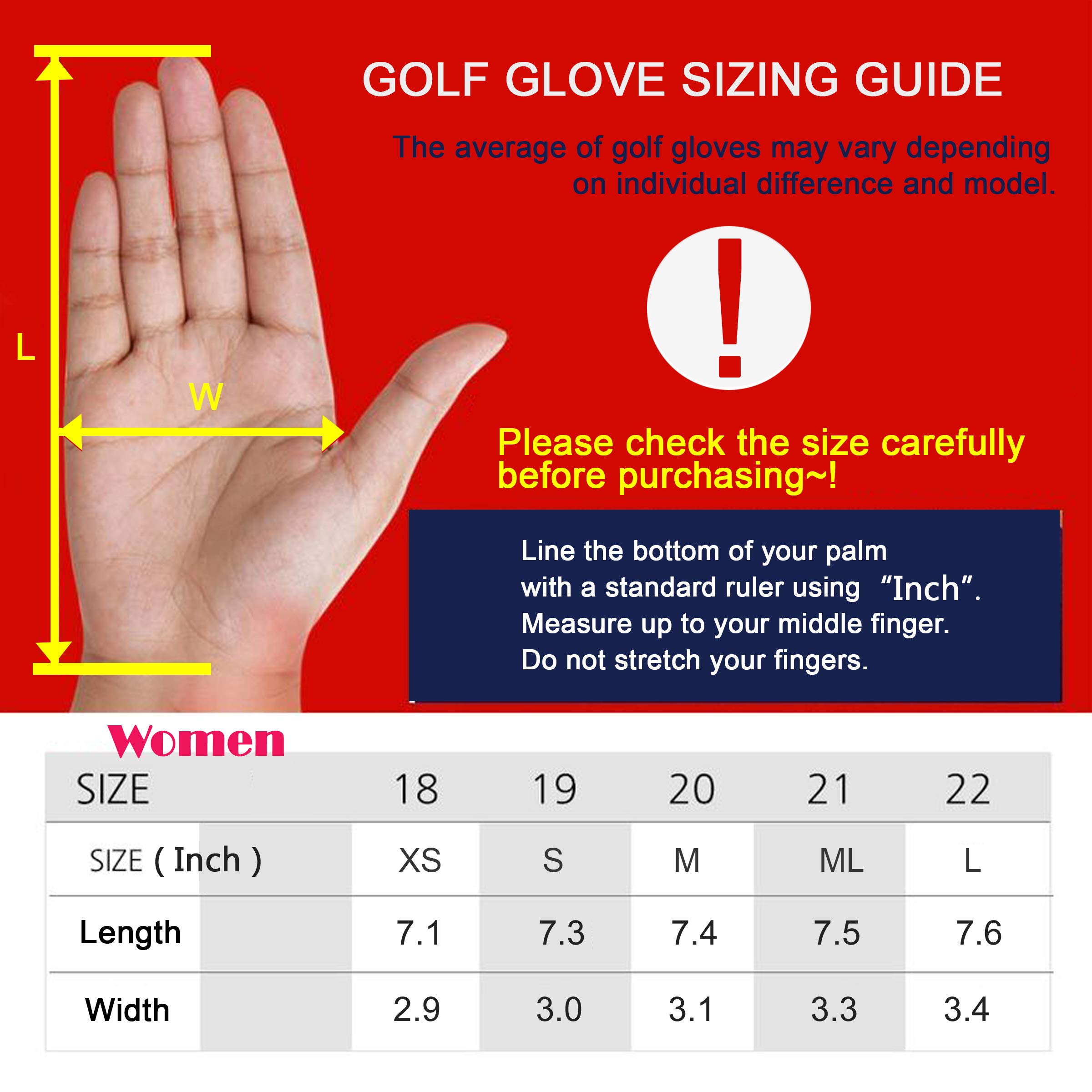 Henzzle Women's Golf Gloves in Pair (Left and Right) with Non-Slip Grip, Soft, Breathable, Nice Grip - 2 Pack (Medium x 2pk)