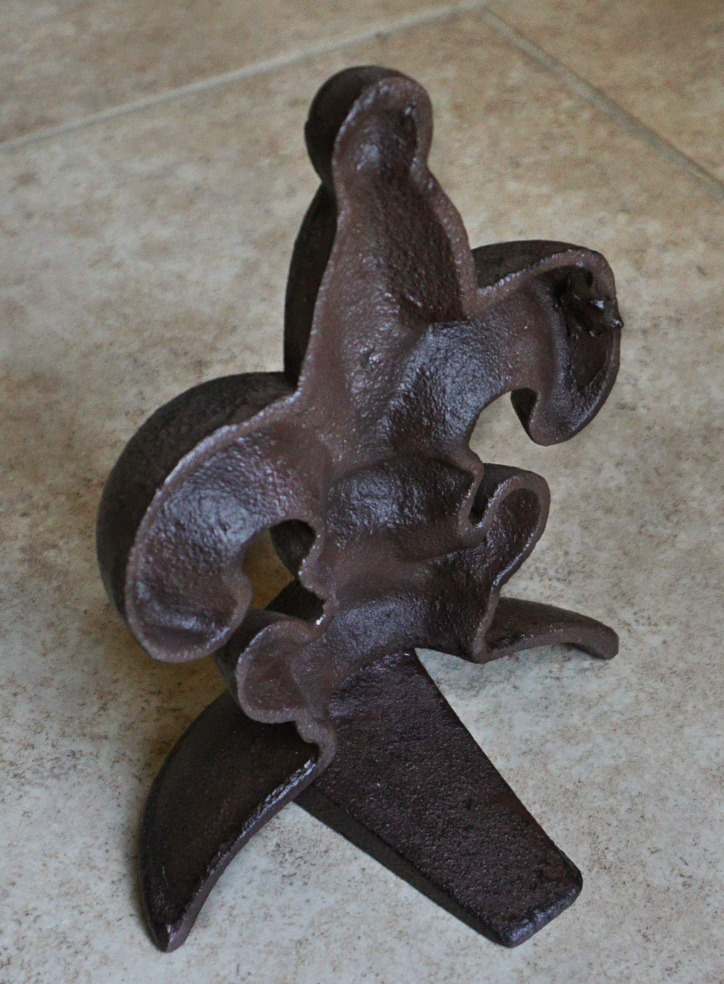 Lulu Decor, Cast Iron Fleur De Lis Door Stop, 2 Lbs, Door Stopper (Antique Brown)