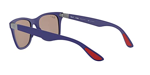 Ray-Ban RB4195M Scuderia Ferrari Collection Square Sunglasses, Matte Dark Blue/Chromance Polarized Grey Mirrored Blue, 52 mm