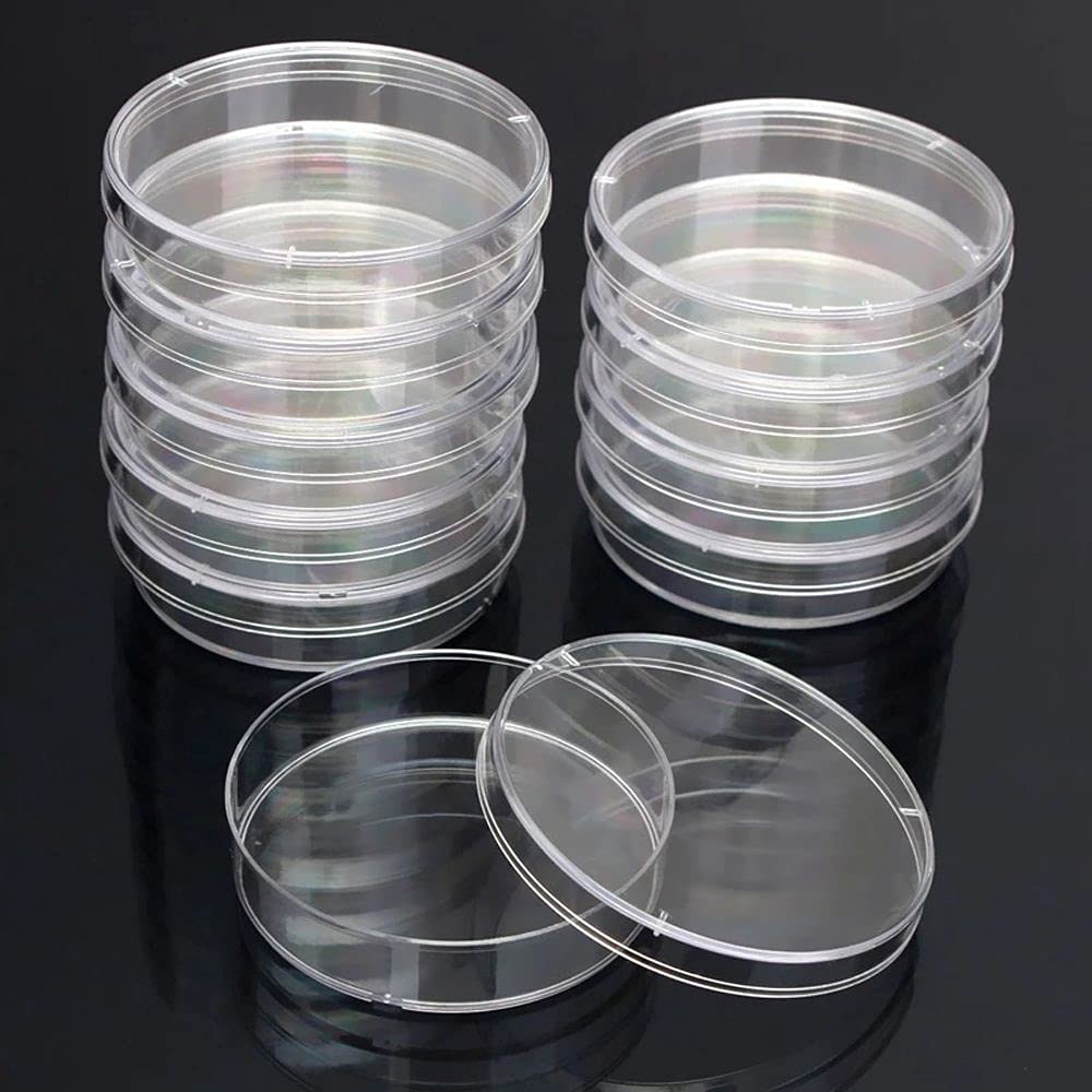 Petri Dishes Scientific Educational Supplies Culture Dish Biological with Lids Plastic Clear Petri Dish(55mm)