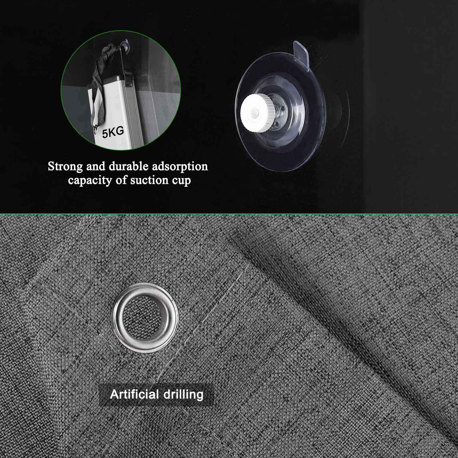 johgee Blackout Curtains, Blackout Window Blinds Shade for Bedroom Garden Car Office Travel (Black) (20mm Grey, 23.6"x45.3")