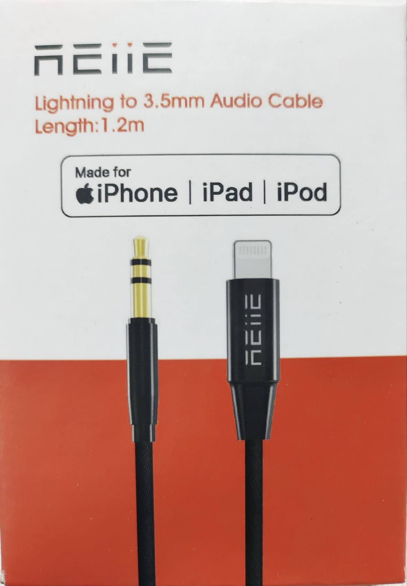 reiie 【Apple MFi Certified】 3.9FT Aux Cord for iPhone, Lightning to 3.5mm Audio Cable for Car Stereo,Speaker,Headphone Compatible with iPhone12/11 Pro Max,/X/XS/XR/8/7/iPad