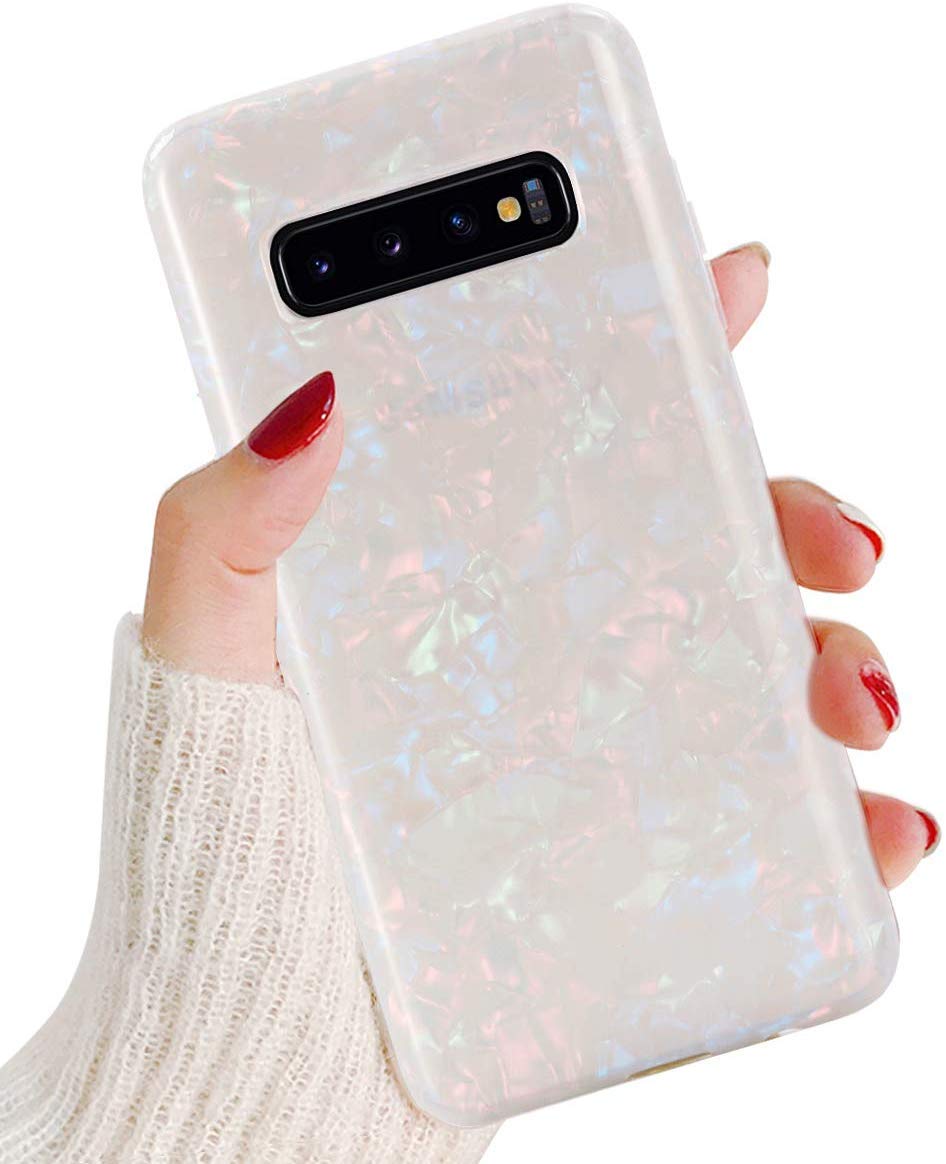 J.west Galaxy S10 Plus Case, Luxury Sparkle Glitter Cute Phone Case Girls Women Pretty Design Translucent Clear Slim TPU Soft Rubber Silicone Cover Protective Case for Samsung Galaxy S10 Plus Colorful
