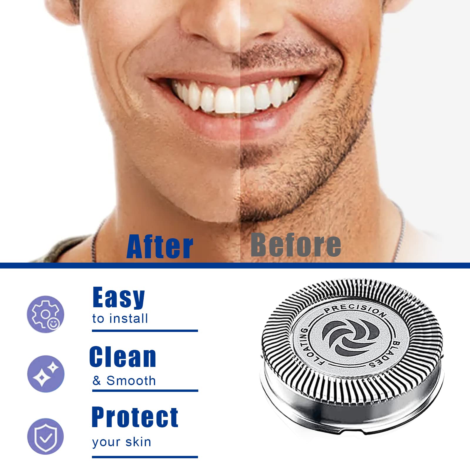SH30 Replacement Heads Compatible with Philips Norelco Series ,1000/2000/3000 Shavers and S738/S1560 ComfortCut Shaving Heads ,With durable razor blades (Silver 9 Pack)