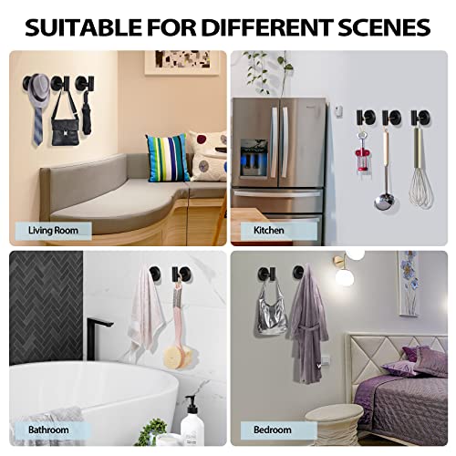 Kruodop Towel Hooks for Bathroom,4 Packs Wall Mount Towel Holder,Black Matte Wall Robe Hook,Stainless Steel Heavy Duty Door Hanger Towel Hook for Kitchen, Bedroom,Hotel,Pool,Coats and Keys