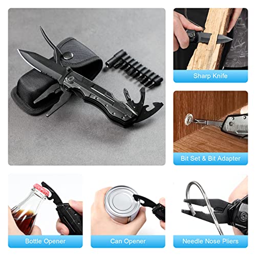 Pocket Knife, Multitool Folding Knife, Stainless Steel Portable Pocket Knifes, Tactical Folding Knife With Saw, Plier, Screwdriver, Bottle Opener, Holiday Gift For Father, Husband