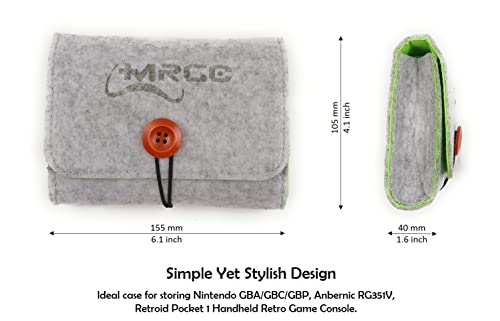 MRGC Felt Soft Case Carrying Bag for Nintendo GBA / GBC / GBP, Anbernic RG351V, Retroid Pocket 1 - Portable Travel Case, Protective Pouch for Handheld Retro Game Console (Grey)