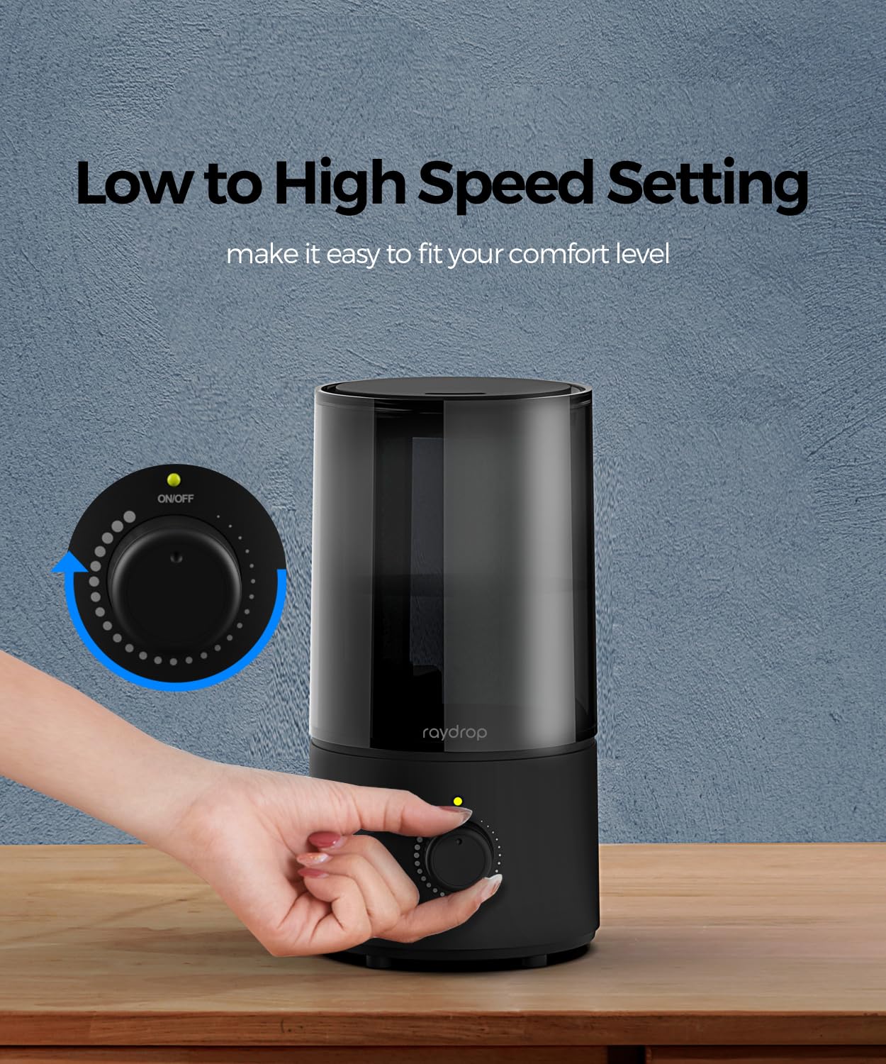 raydrop® Humidifiers for Bedroom, 4L Air Humidifiers for Large Room, Ultrasonic Cool Mist Humidifiers for Baby, Plant, 30H Work Time, Auto Shut-Off (Black)