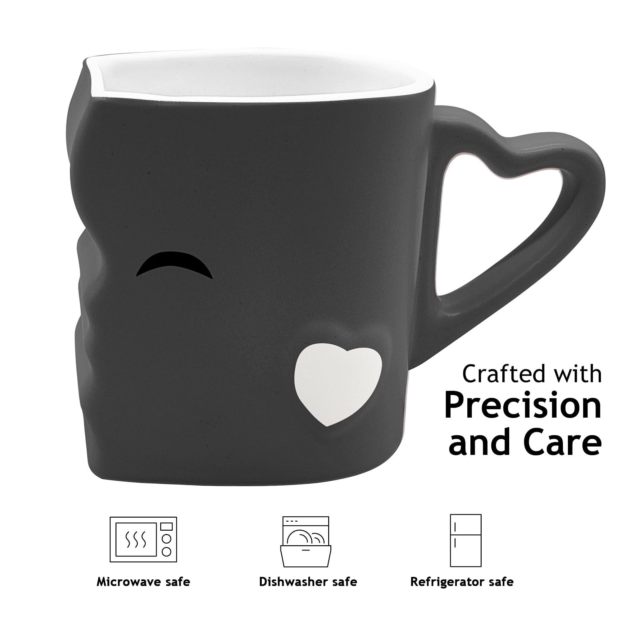 MIAMIO - Coffee Mugs/Kissing Mugs Bridal Pair Gift Set for Weddings/Birthday/Anniversary with Gift Box (Gray)