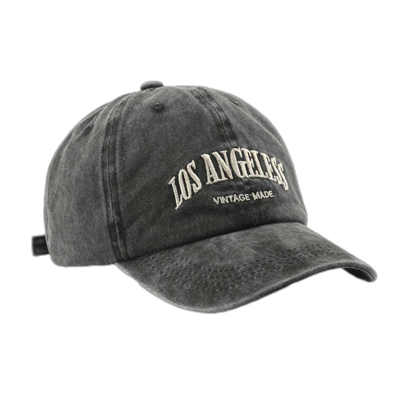 Los Angeless Baseball Cap Cotton Adjustable Low Profile Strapback Washed Vintage Distressed Denim Sun Dad Hat for Men Women Gray