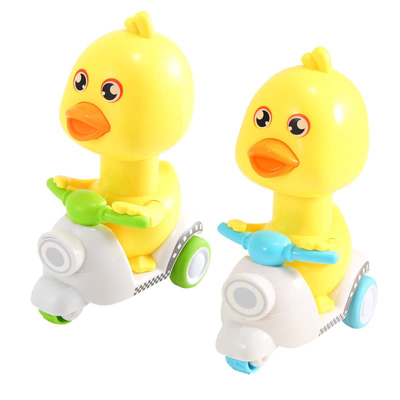 MRSOHRET(2 Pack A Baby Toy Motorcycle That Automatically Moves Forward by Pressing The Duckling's Head,Cute Design, Suitable for Babies Over 2 Years Old