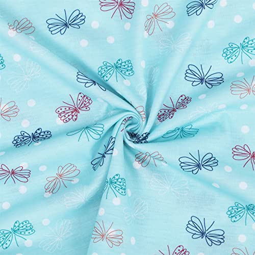 Women Summer Pajamas Soft Sleepwear Top with Capri Pants Ladies Short Sleeve Cotton Pajamas Sets Blue Butterfly X-Large