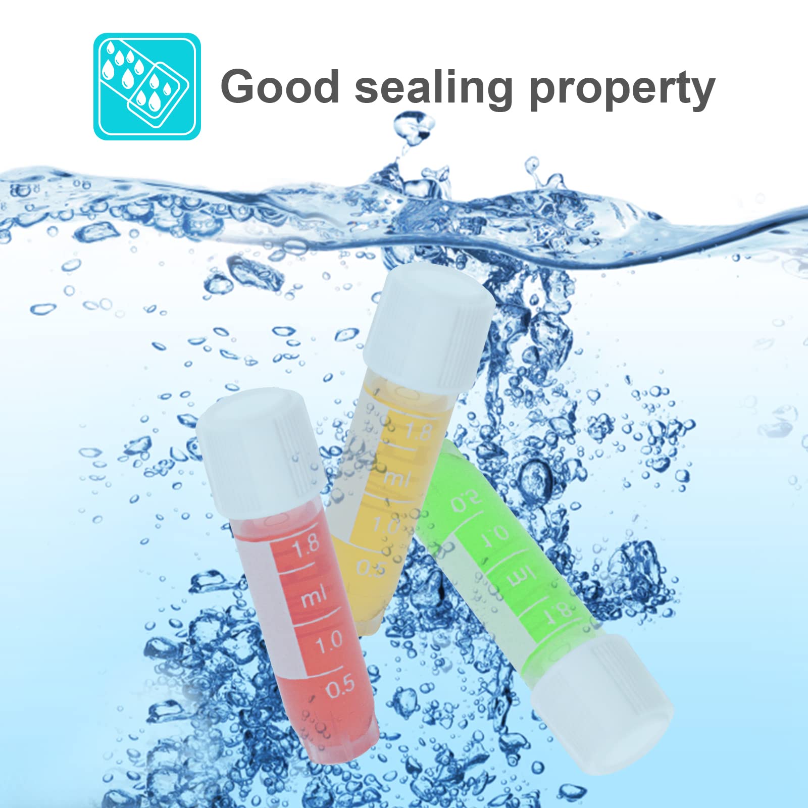 Qfeley 50 Pack 2ml Plastic Screw Vials Plastic Test Tubes with Caps Small Frozen Test Tubes Self Standing Vial Lab Tubes for Laboratory School Educational