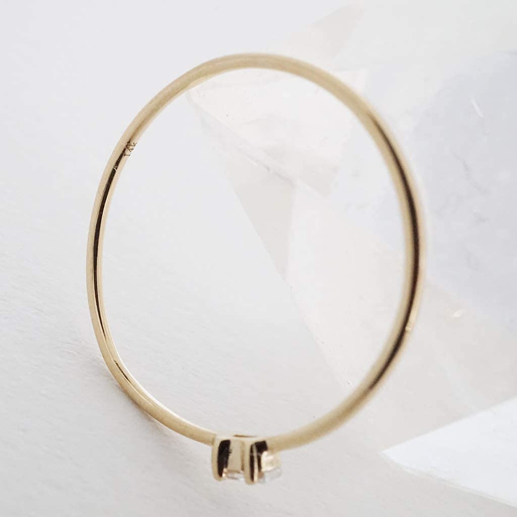 Honeycat White Topaz Baguette Ring in Solid 14K Gold or 14k Rose Gold (Size 5-9) G/8