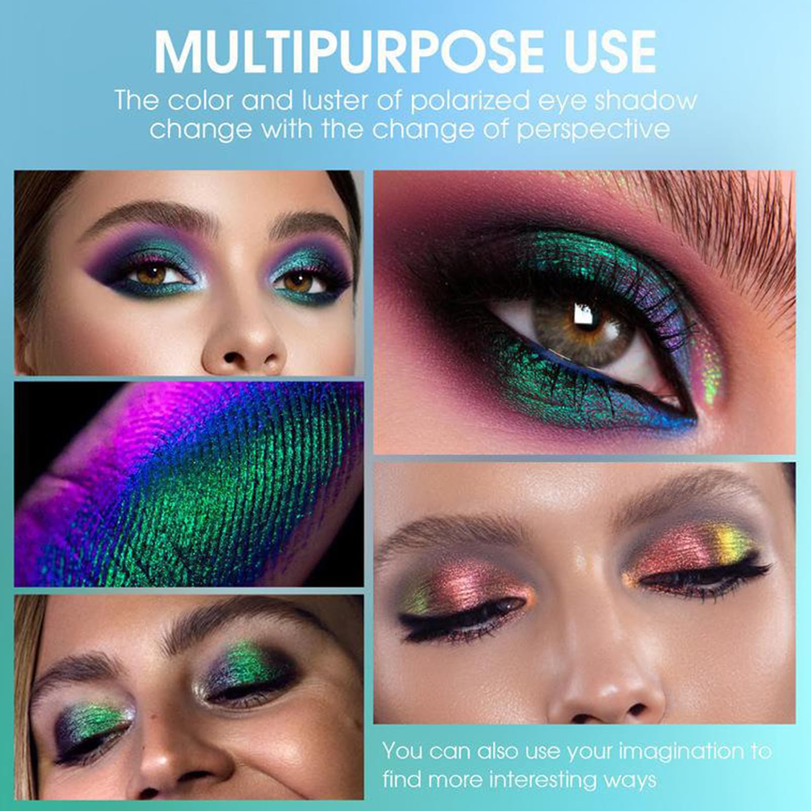 HERBENJOY Liquid Eyeshadow Chameleon Eye Shadow Glitter Metallic Eyeshadow,Holographic Multichrome Eye Makeup Gold Pink Blue Purple Shiny Eyeshadows,Pigmented Long Lasting