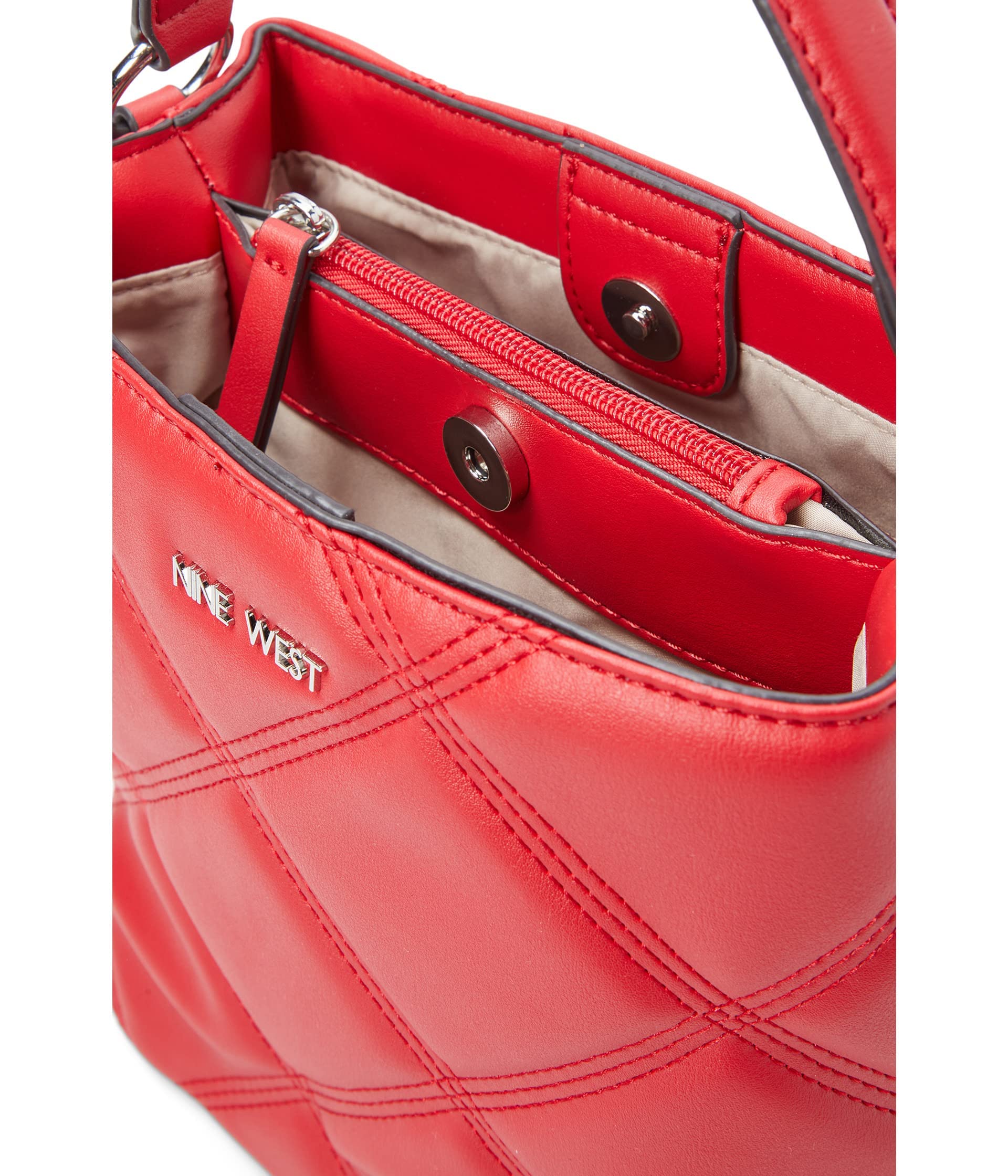 Nine West Skyes Bucket Crossbody Dark Lipstick Red One Size