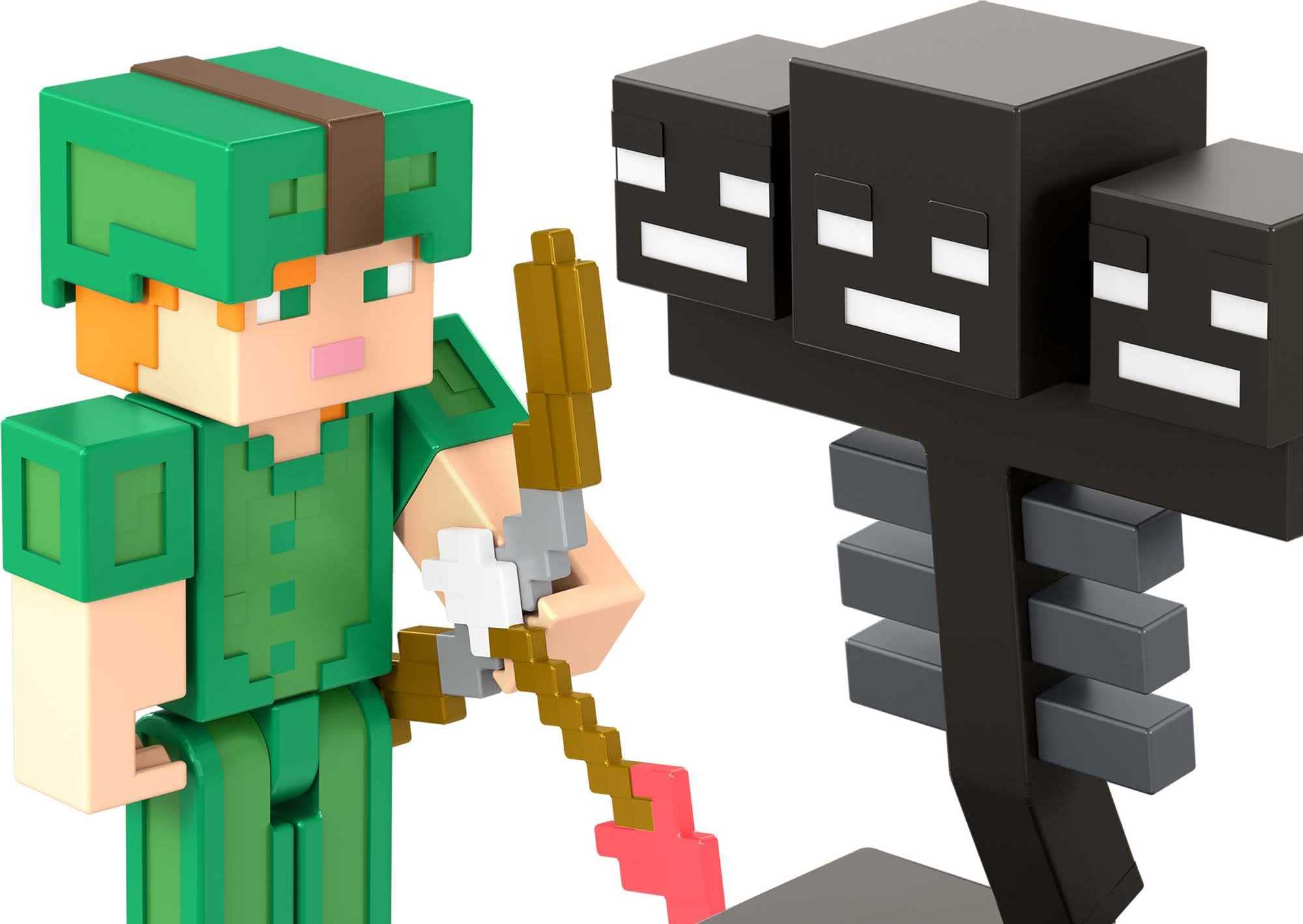 Mattel Minecraft Craft-a-Block 2-Pk, Action Figures & Toys to Create, Explore and Survive, Authentic Pixelated Designs, Collectible Gifts for Kids Age 6 Years and Older