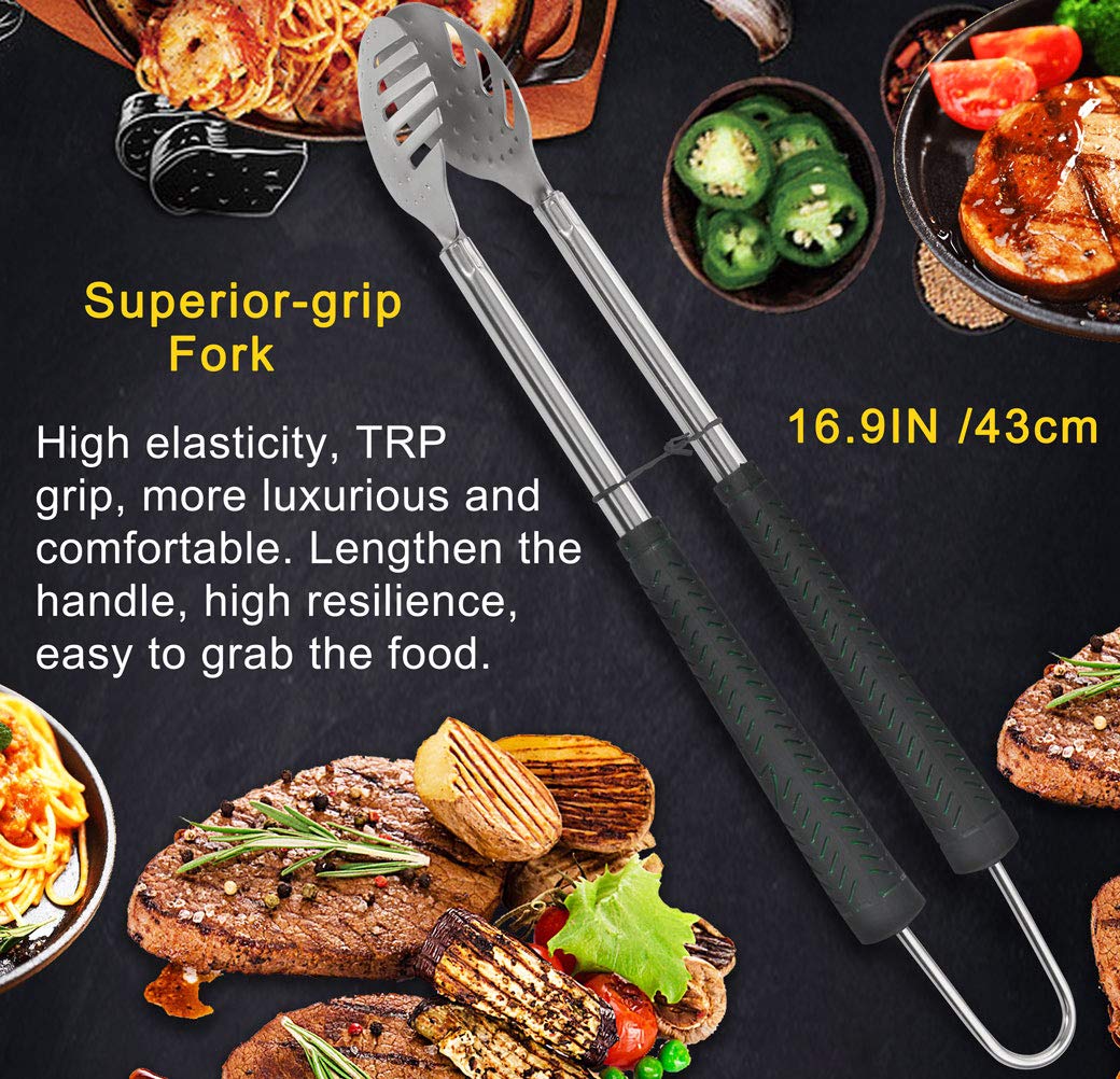 POLIGO 7PCS Golf-Club Style BBQ Tools Set Grilling Tools with Rubber Handle - Stainless Steel Grill Accessories for Outdoor Grill Set Premium Grill Utensils Set Fathers Day Birthday Gifts for Men Dad