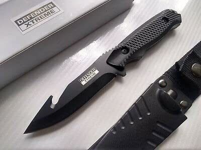 MILITARY TACTICAL GUT HOOK SKINNER HUNTING KNIFE Scuba Rescue Camping Blade